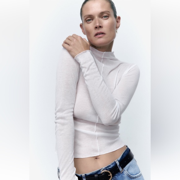 Zara | Tops | Nwt Zara Semi Sheer Top With Piping | Poshmark